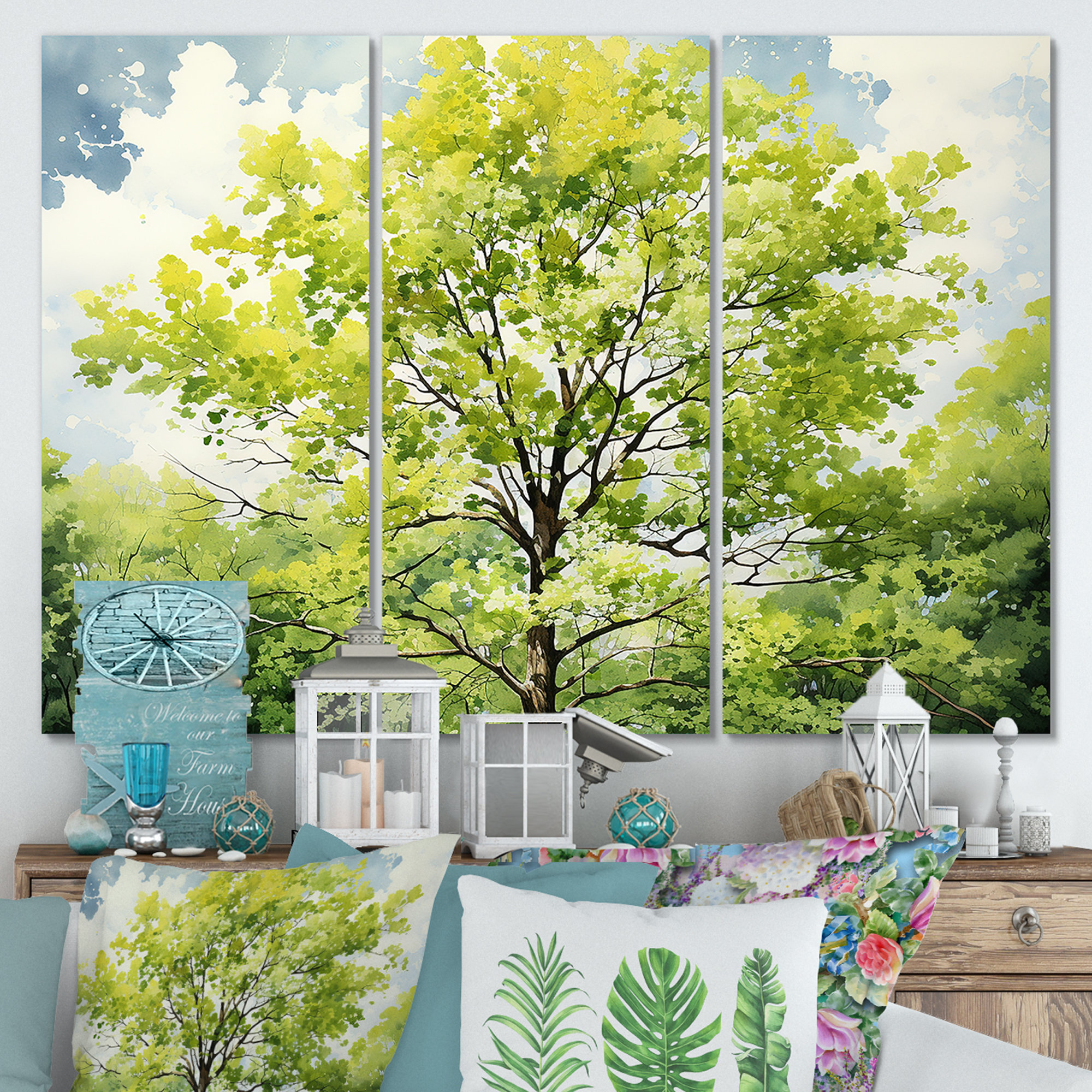 Lark Manor™ Green Spring Blooms Tree I - Tree Wall Art | Wayfair