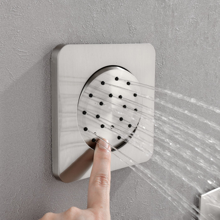 KIKO HOME 3 Pcs Shower Body Jets Wall Mounted Body Sprayer ABS Square ...