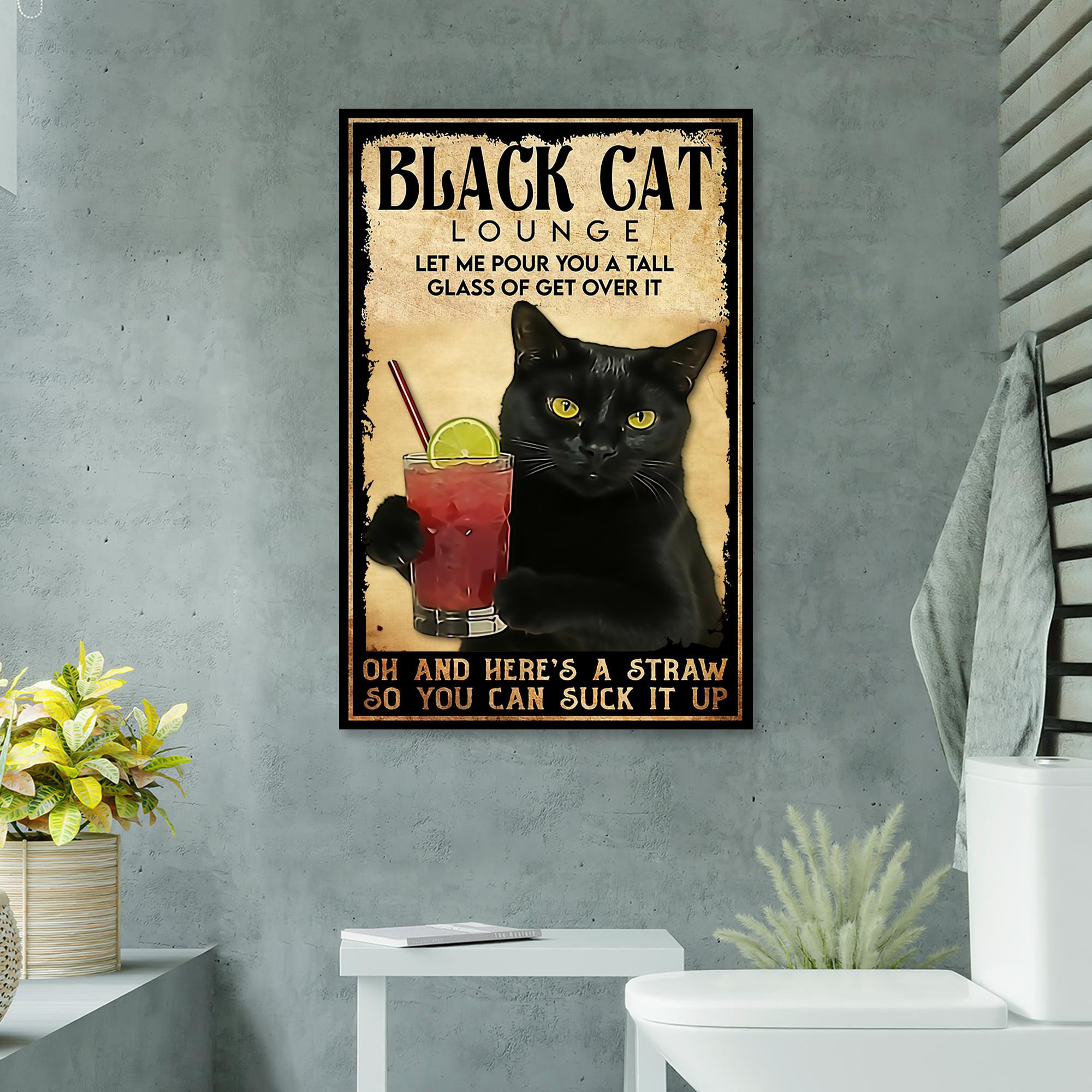 Trinx Black Cat Lounge - 1 Piece Rectangle Graphic Art P Black Cat ...