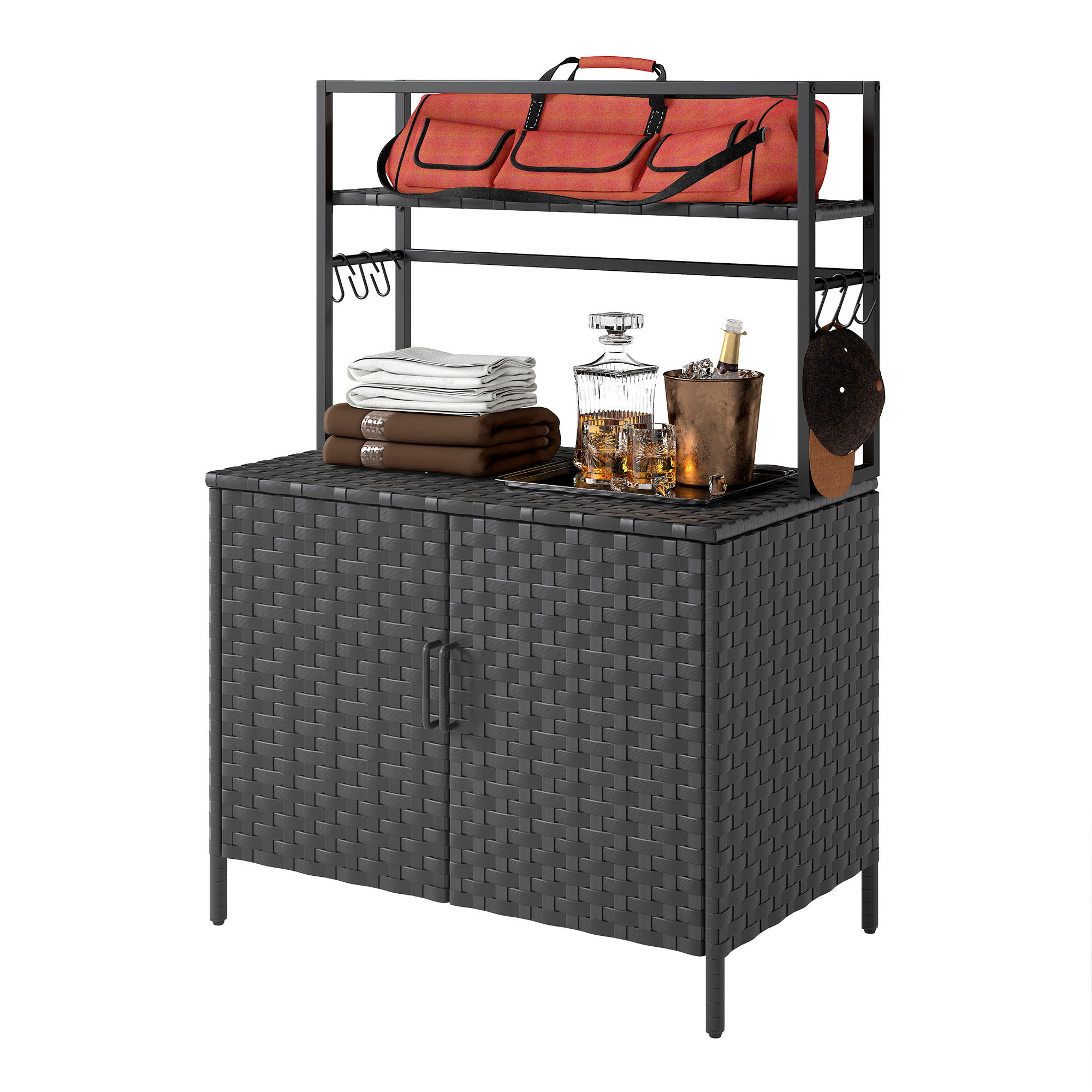 Edrosie Inc Outdoor Wicker Poolside Storage Cabinet | Wayfair