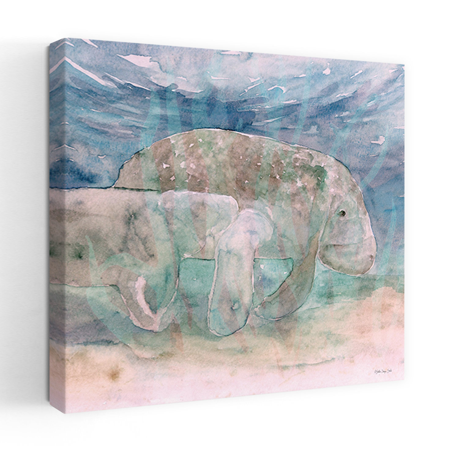 Dovecove Mother Manatee And Calf Abstract Coastal Art | Wayfair