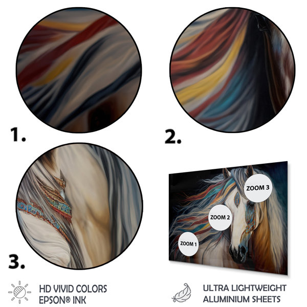 Bungalow Rose Indian Horse With Colorful Mane I - Modern Metal Wall ...