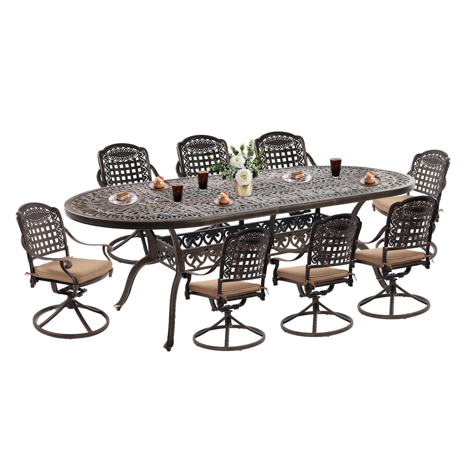 Canora Grey Terece Oval 8 - Person 41.73'' L Outdoor Dining Set | Wayfair