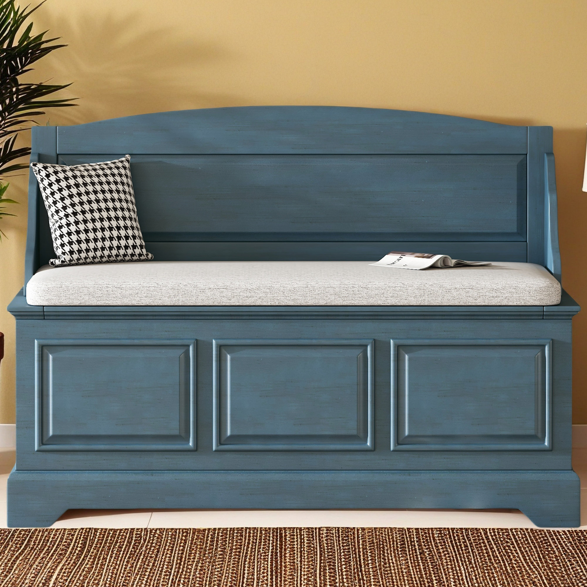 Alcott Hill Shoe Bench, Retro Shoe Storage Bench With Safe Soft-Close ...