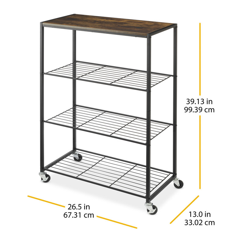 17 Stories 4-Tier Rolling Storage Shelves | Wayfair