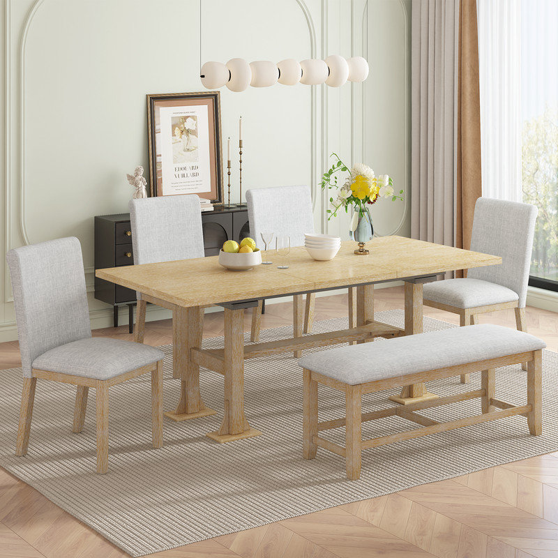 Latitude Run® 6 - Piece Extendable Trestle Dining Set - Wayfair Canada