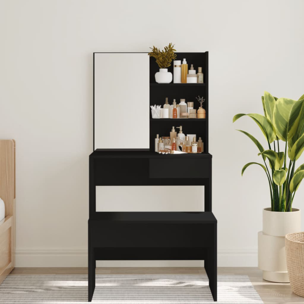 vidaXL Dressing Table Black Engineered wood, Acrylic Dressing Table ...