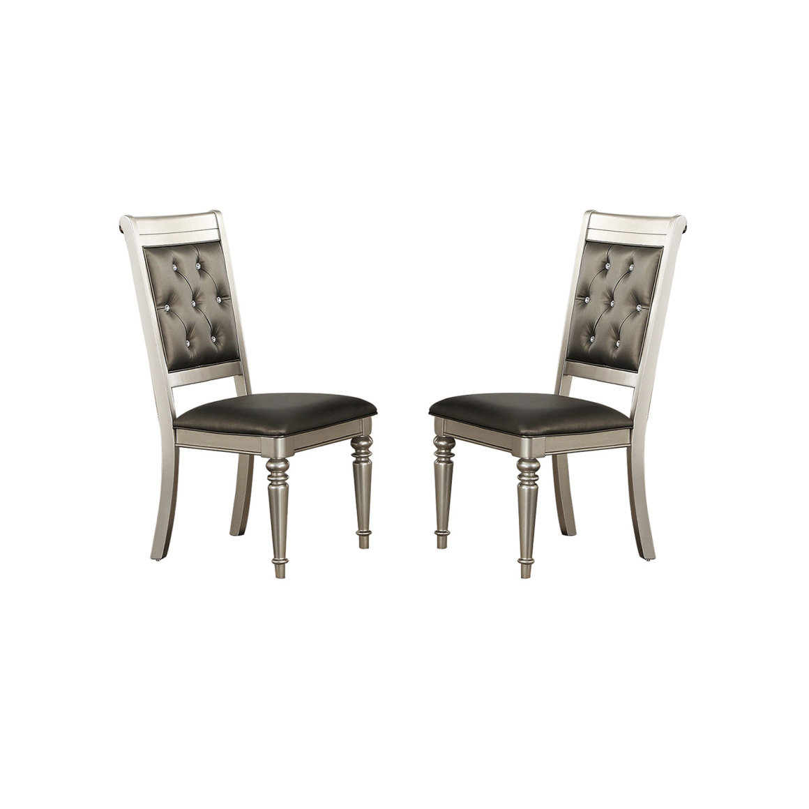 Everly Quinn Dining Chairs With Tufted Back, Silver(Set Of 2) | Wayfair