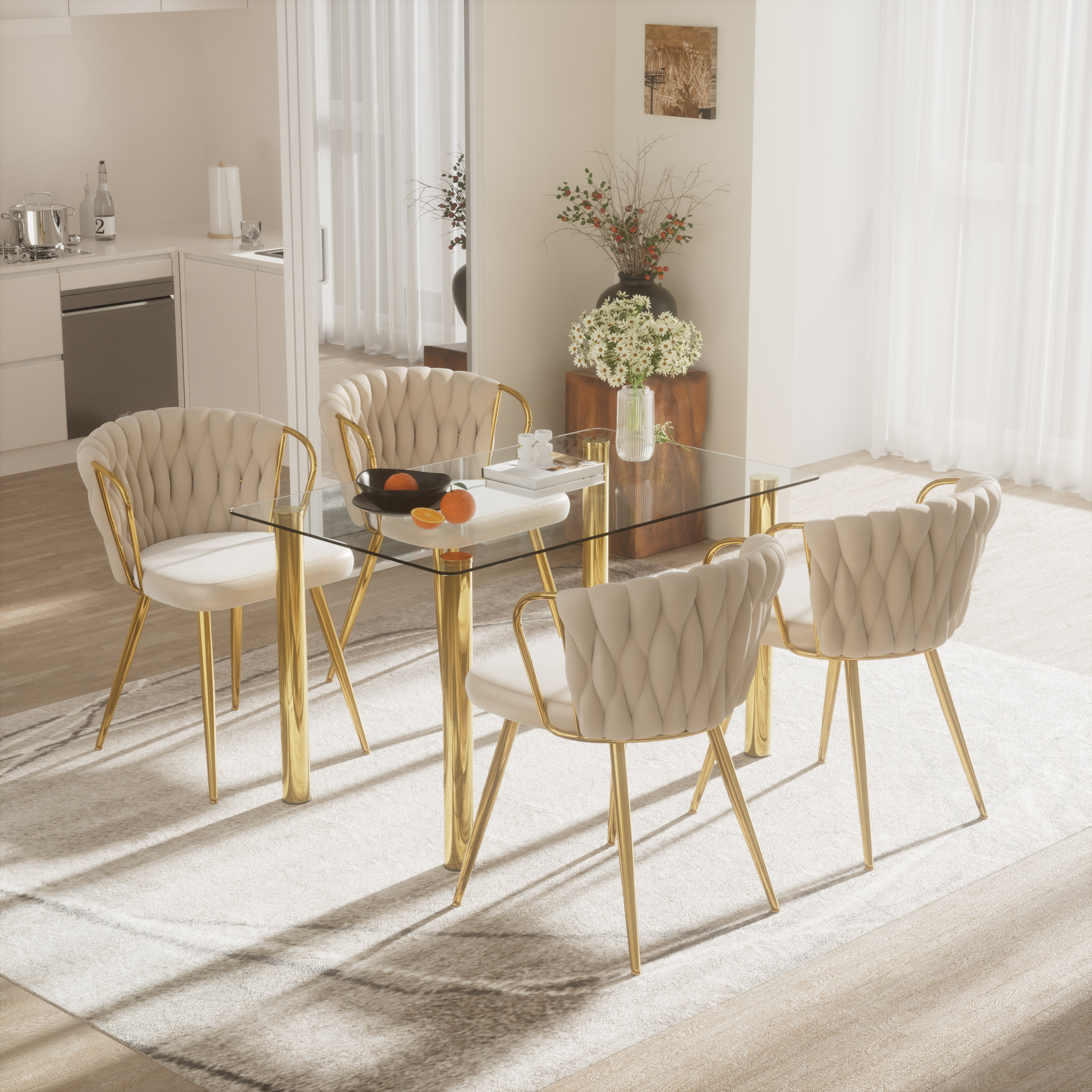 Mercer41 Rectangle Glass Dining Table Set | Wayfair