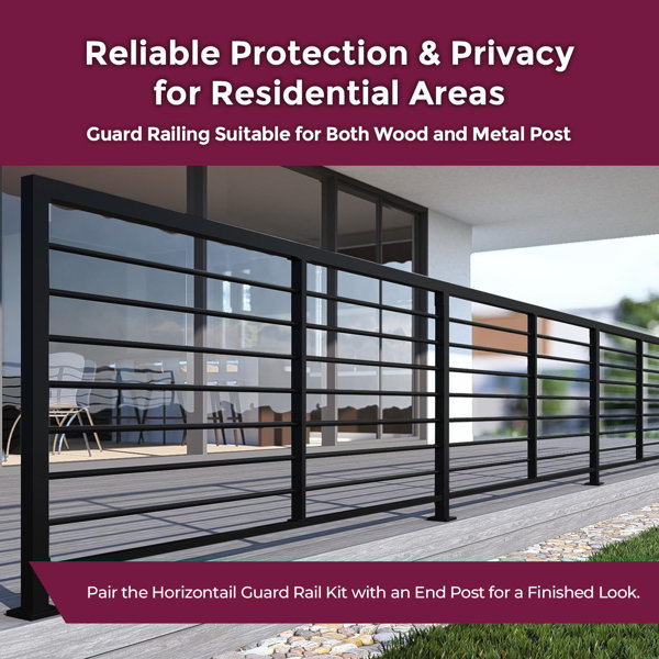 CR Home Horizontal Metal Deck Railing, 4ft Wide Residential Handrail ...