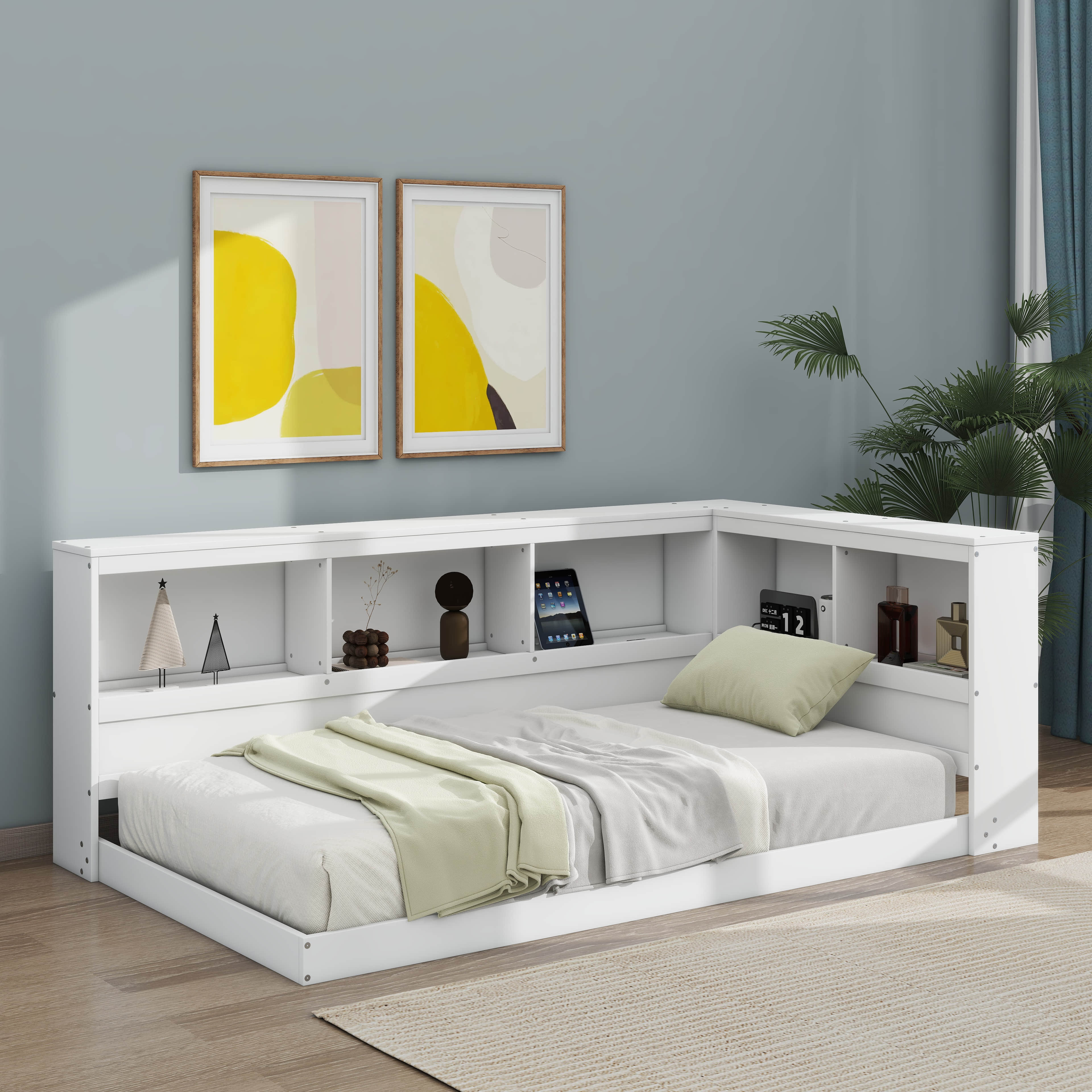 XIUYE Convenient Twin-Size Daybed Boasting Spacious Storage Cabinets ...