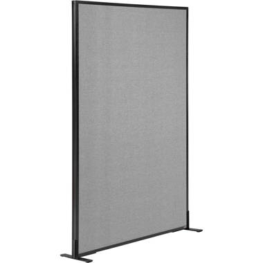 Interion Freestanding Gray Office Partition Panel With Partial Window ...