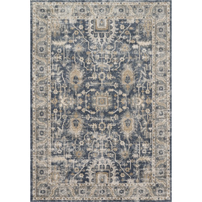 Charlton Home® Sagefield Performance Denim/Pebble Rug & Reviews | Wayfair