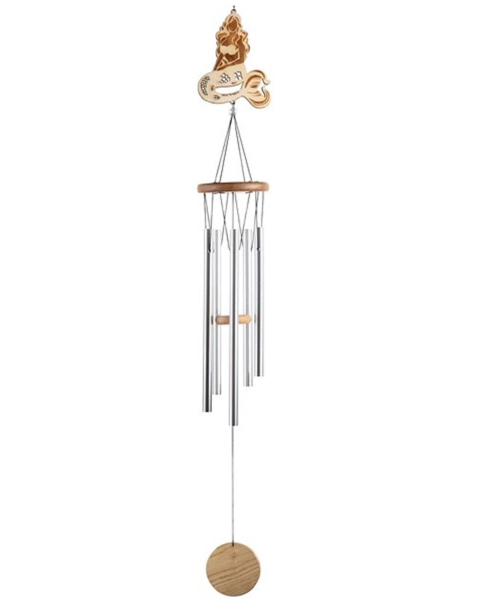 Arlmont & Co. 34" Long Wood Silhouette Mermaid Wind Chime Fantasy ...