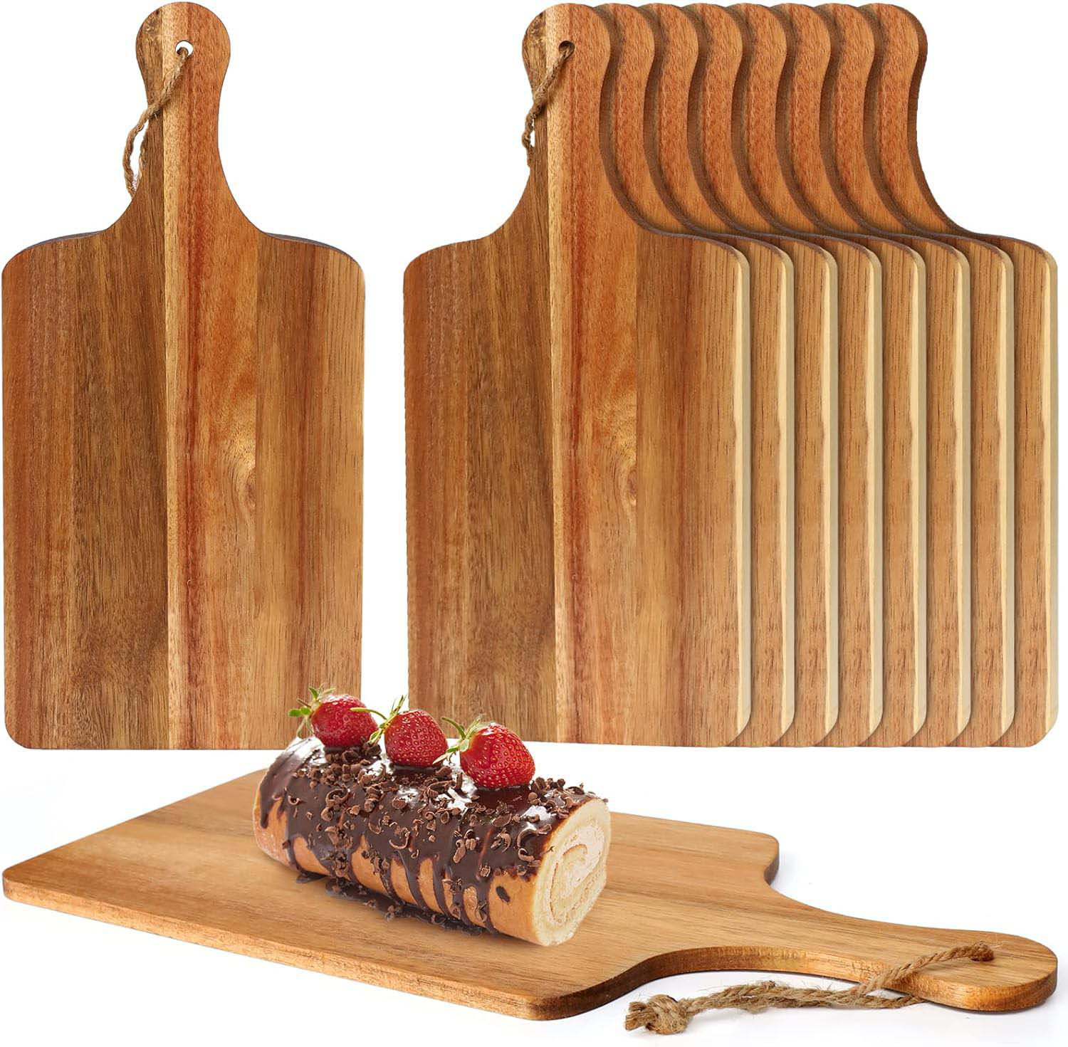 Belleze Plain Chopping Board With Handles Large Serving Board Wooden ...