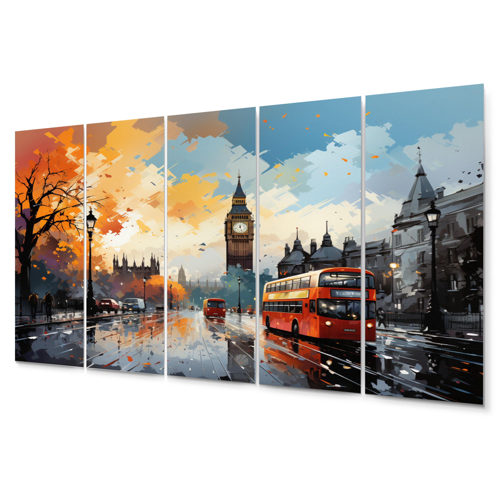 Design Art Red Beige City London Popart III - Cityscapes Metal Wall ...