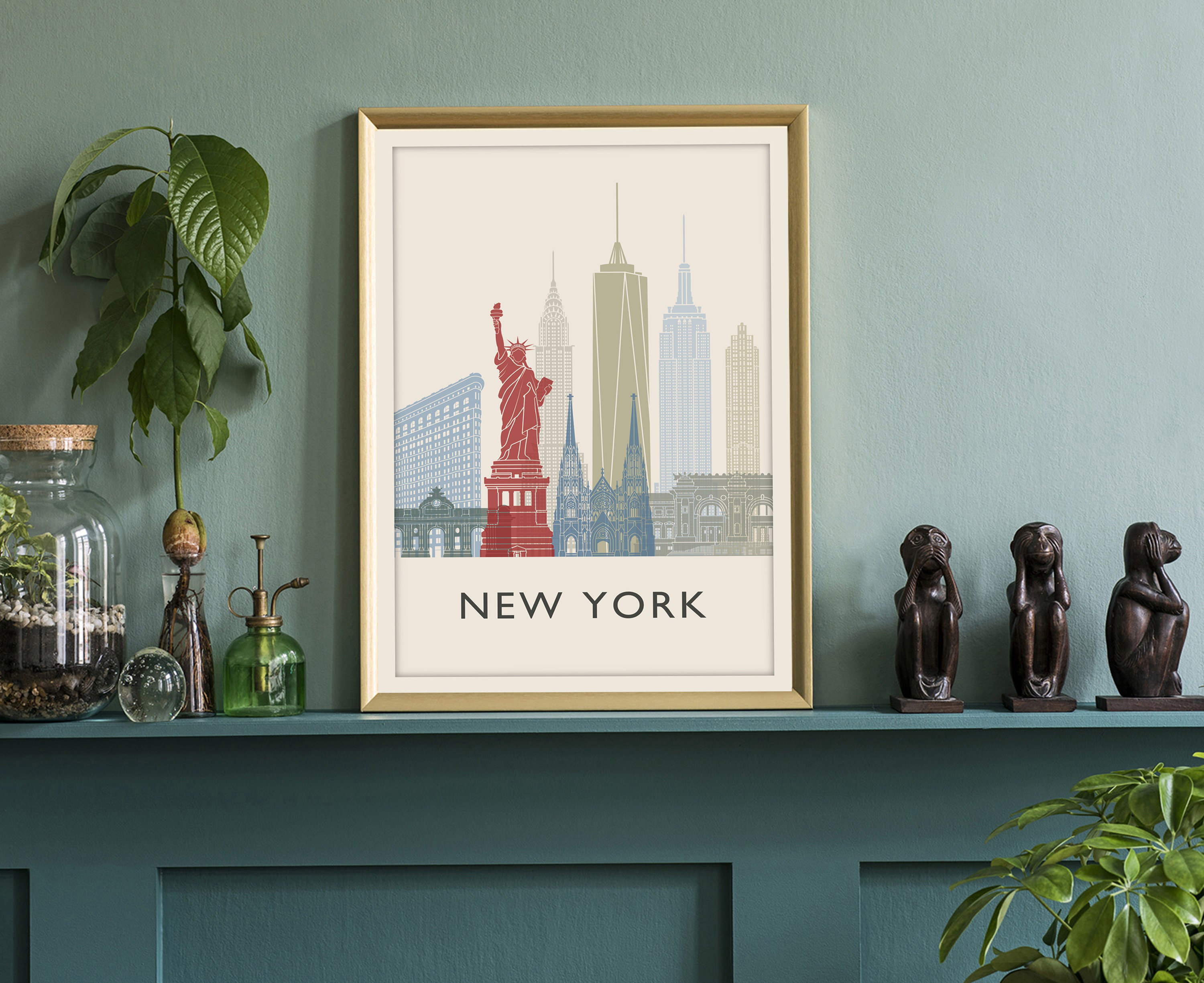 Trinx New York City Illustration US Cities Poster, Unframed Print, New ...