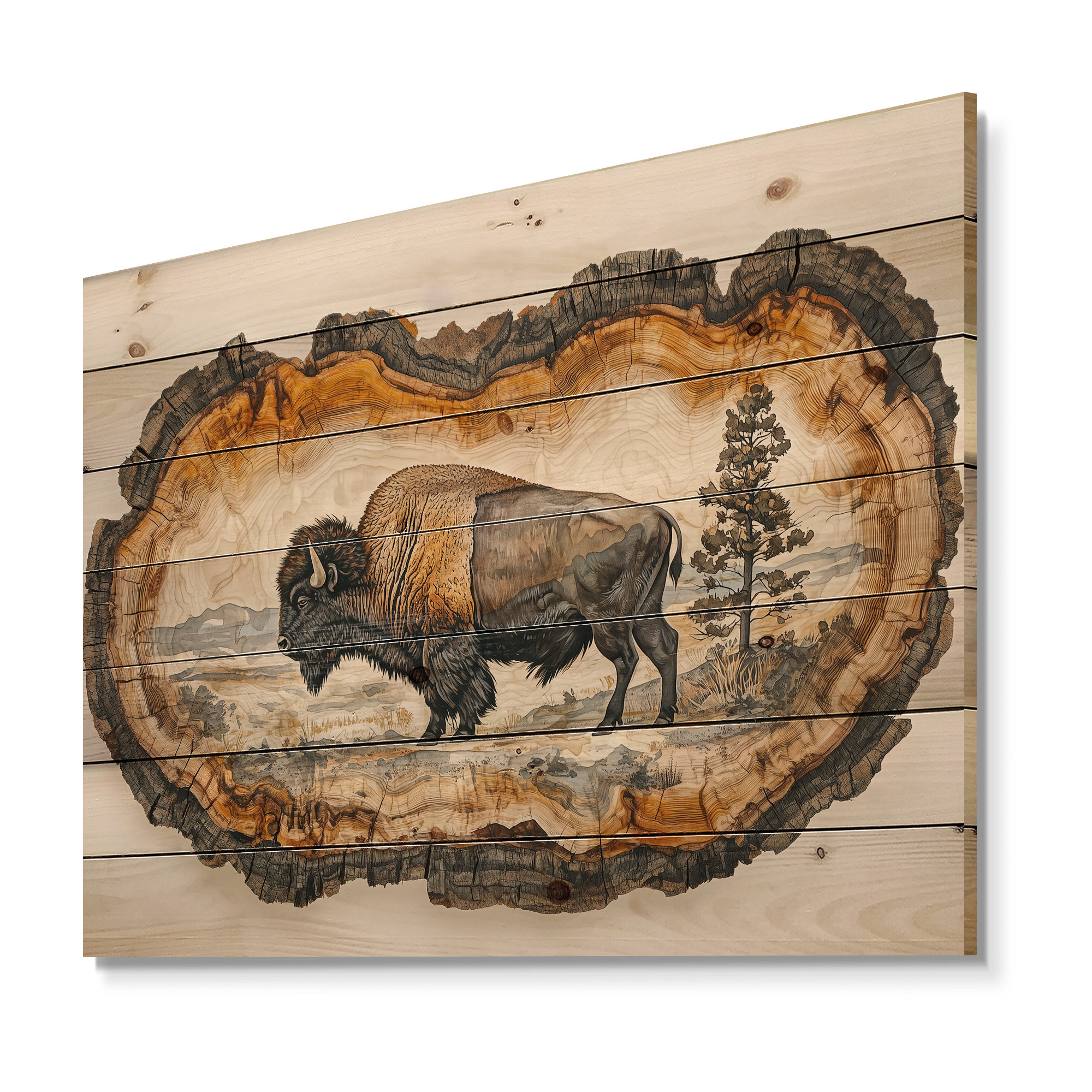 Ophelia & Co. American Bison In Double Exposure Canyon II - Buffalo ...