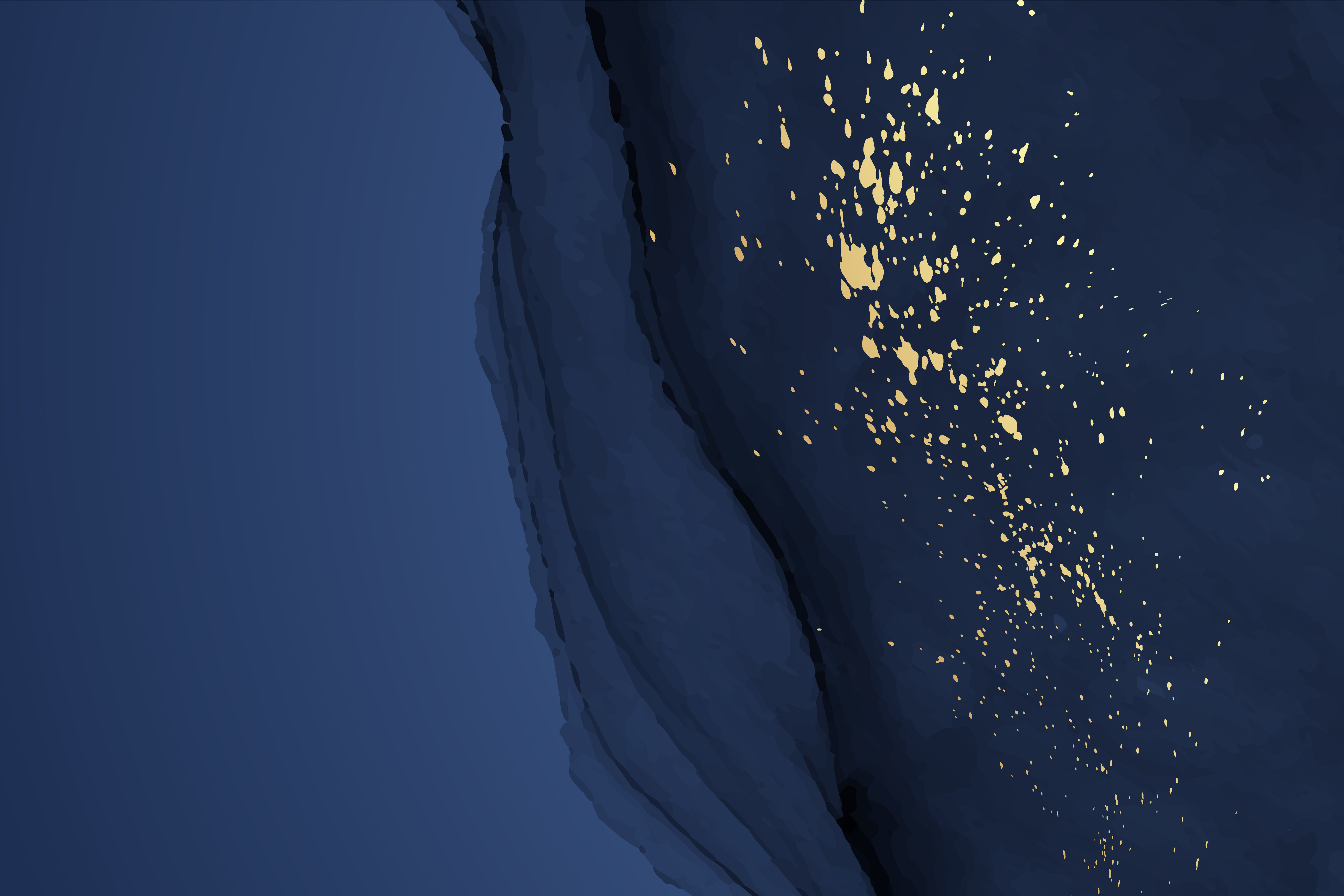 Wrought Studio Yehudah Navy Blue Ink Waves On Canvas Painting | Wayfair