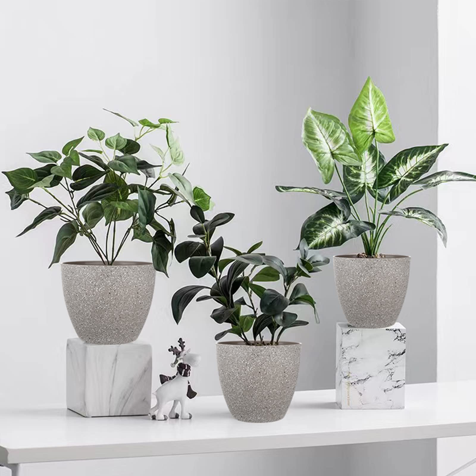 Latitude Run® 9/8/7 Inch Set of 3 Flower Pots Indoor Outdoor Plastic ...