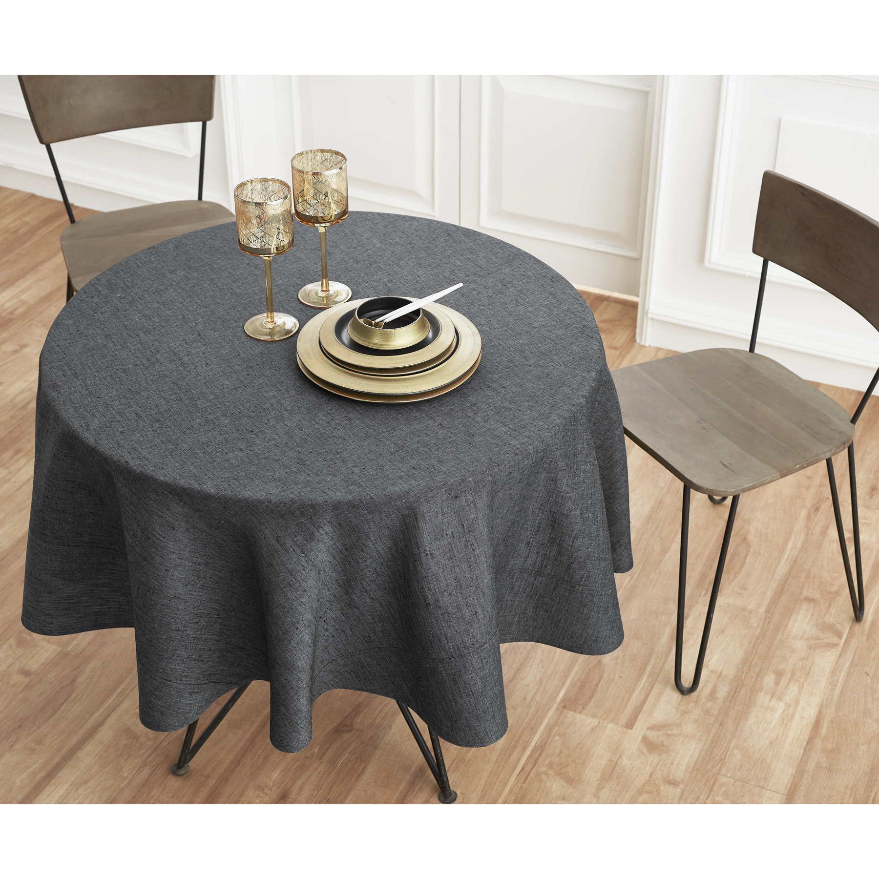 Solino Home Athena - 100% Pure Linen Round Tablecloth | Wayfair