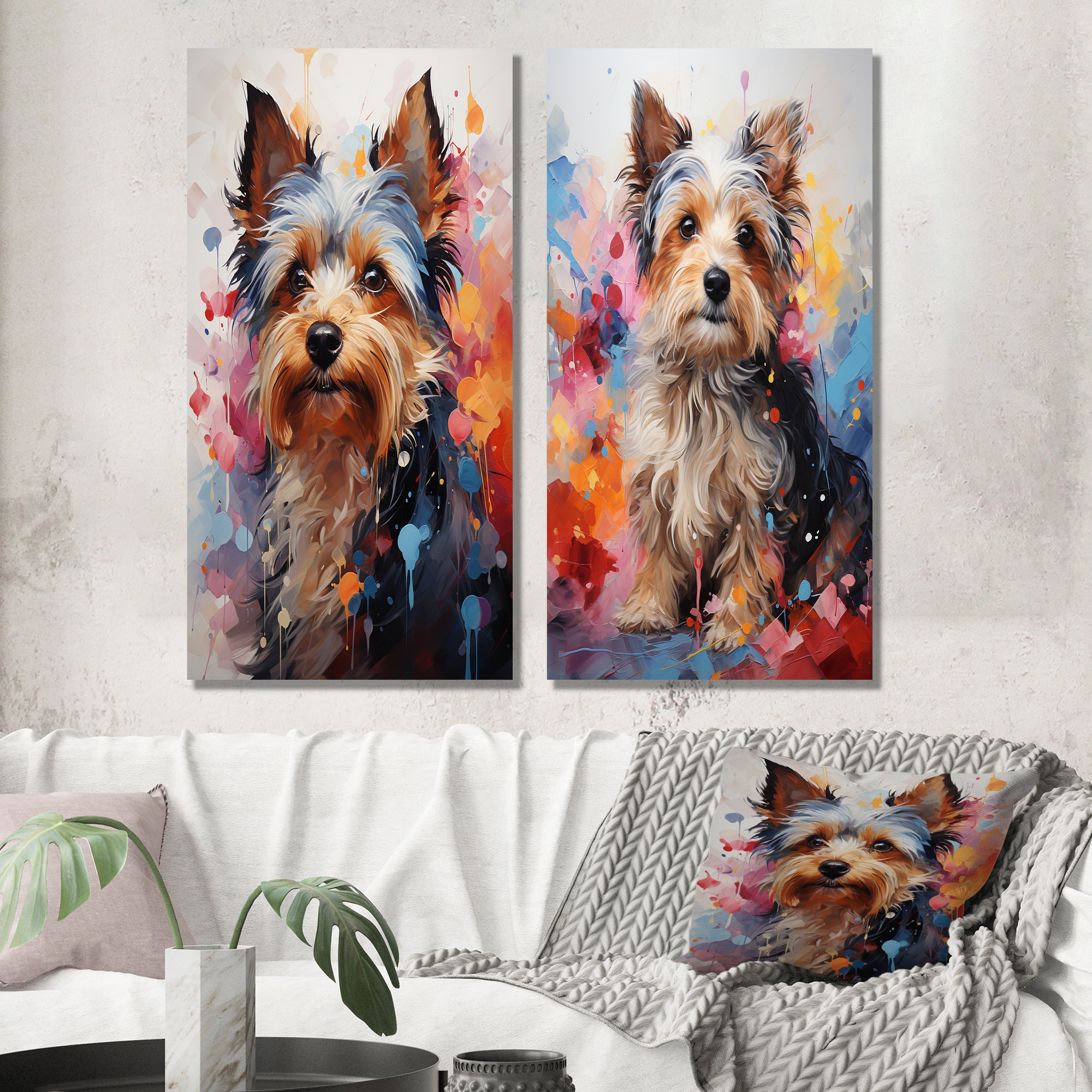 Lark Manor™ Doge Yorkie Reverie - Dog Wall Art Prints Set Of 2 | Wayfair