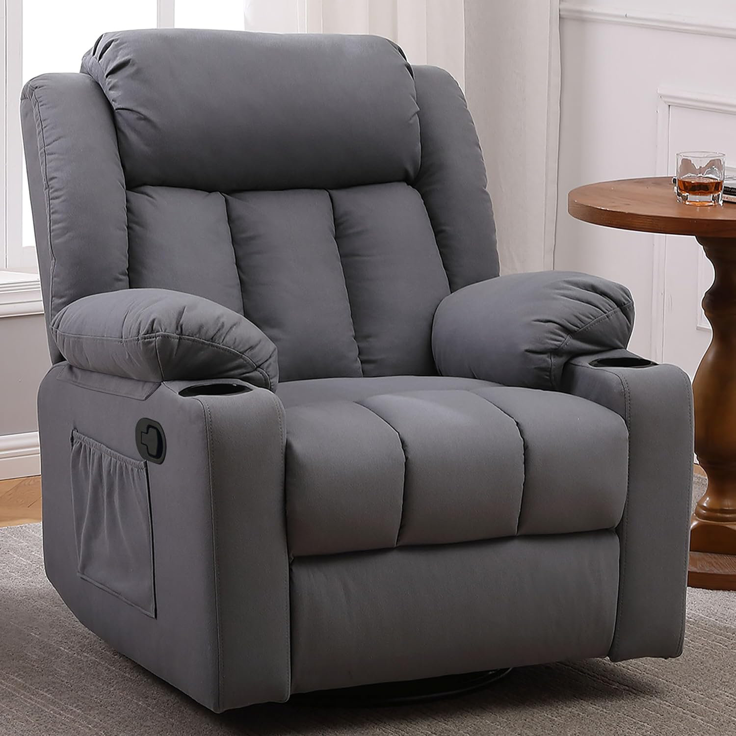 Latitude Run® Swivel Rocker Recliner Chair with Massage and Heat ...