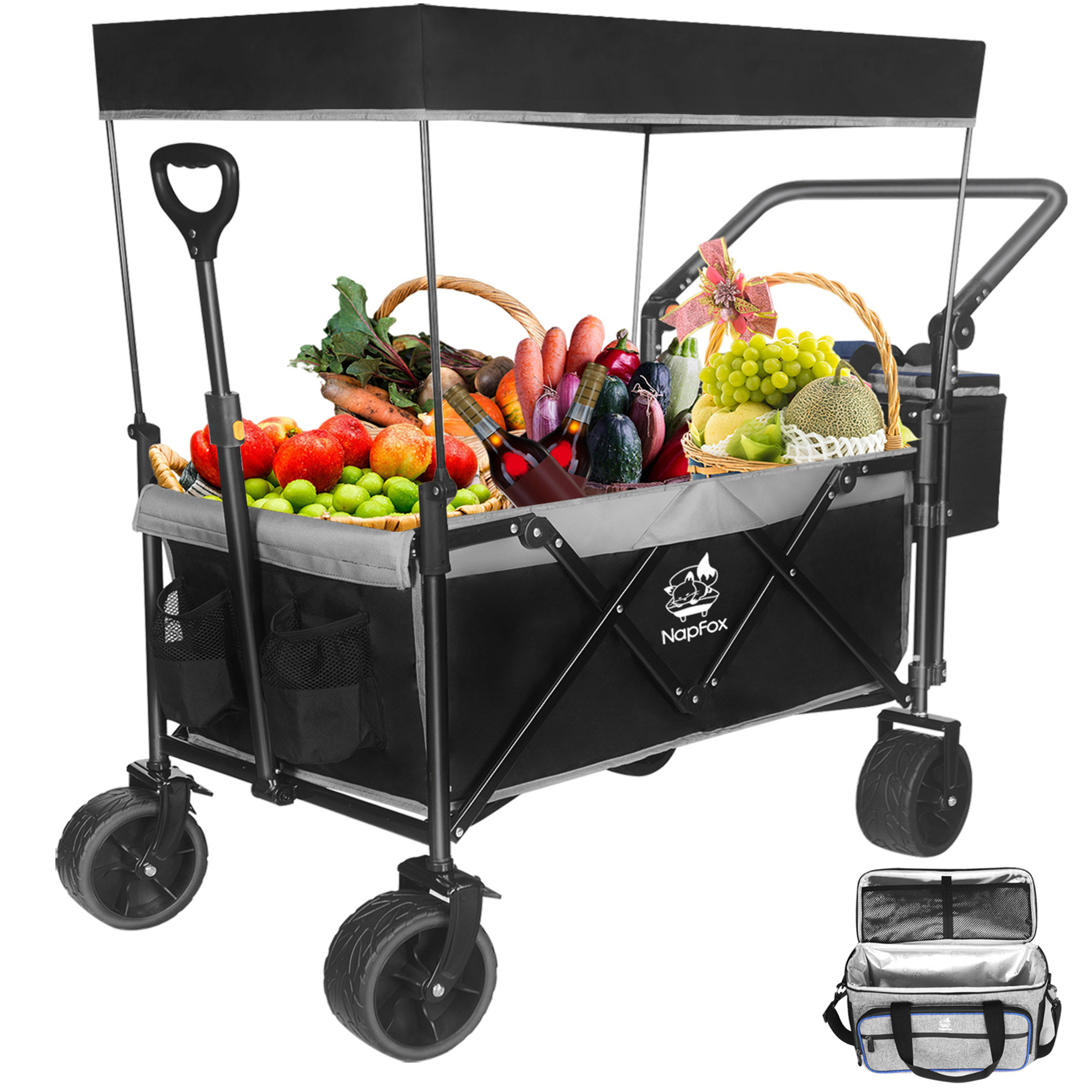 Red Cloud Collapsible Wagon 140L Wagons Carts Foldable With Removable ...