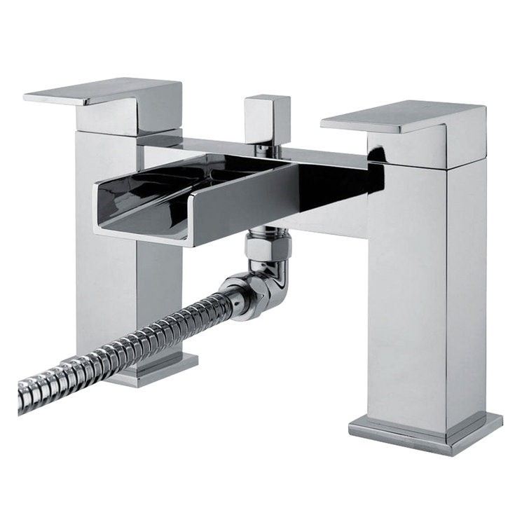 WhiteStone 2 Handle Deck Waterfall Faucet Bath Filler with Diverter ...