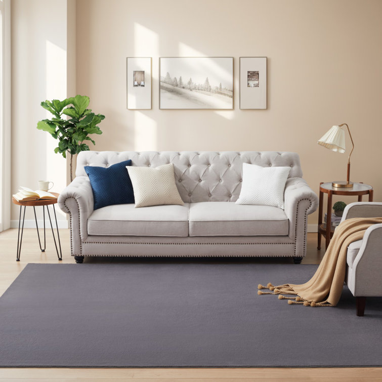 17 Stories Preyank Solid Colour Machine Woven Hand Knotted Grey Area ...