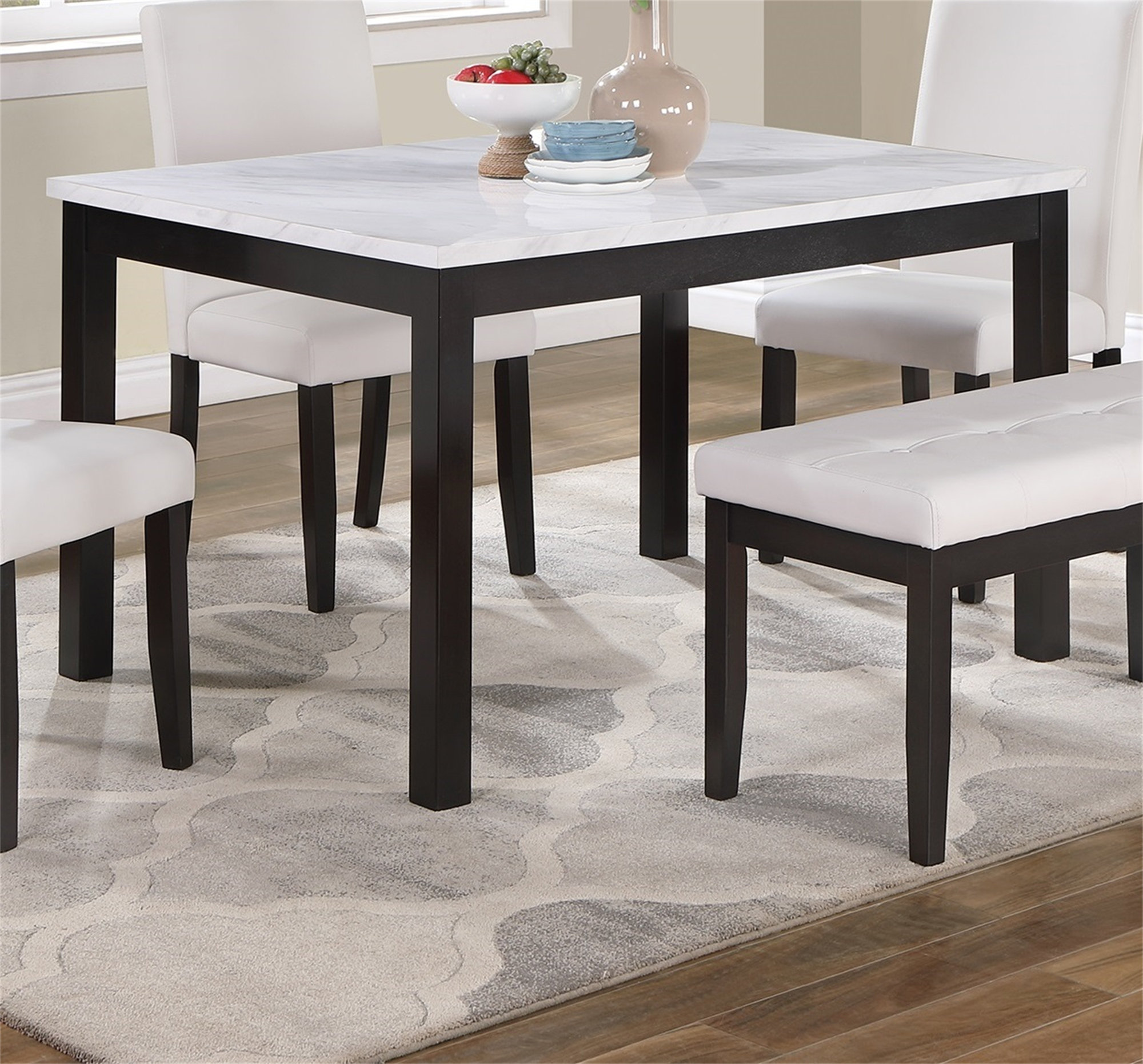 Lark Manor Classic Stylish 5Pc Dining Set Kitchen Dinette Faux Marble ...