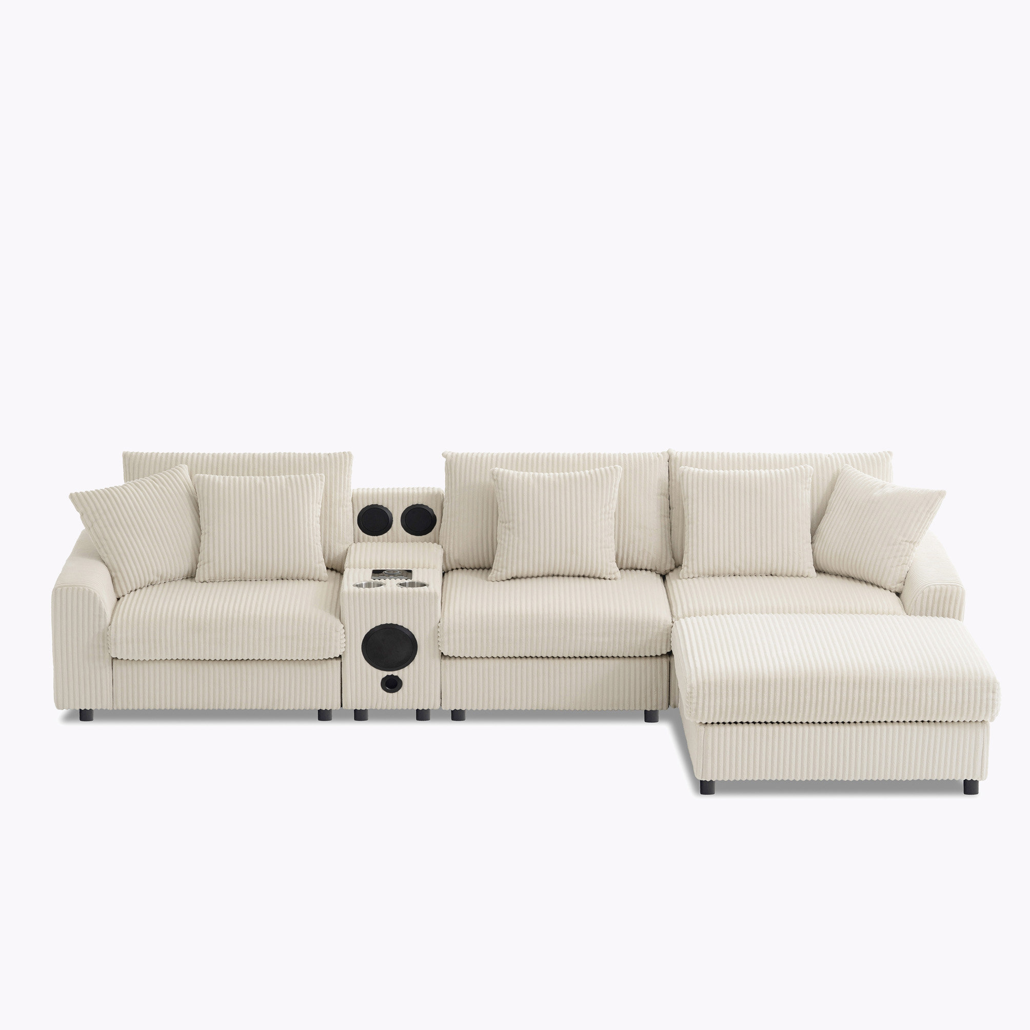 Latitude Run® Corduroy Sectional Sofa with Bluetooth Speakers,L Shaped ...