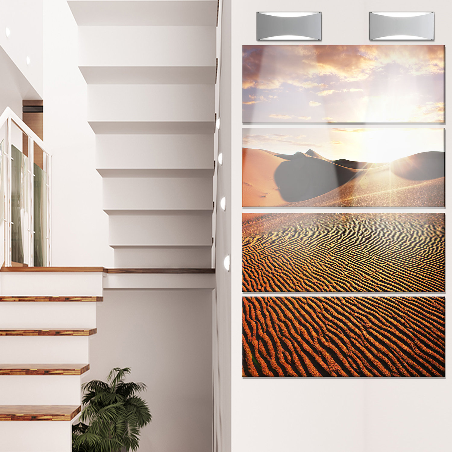 Design Art 'Sahara Desert at Sunset' 4 Piece Photographic Print on ...