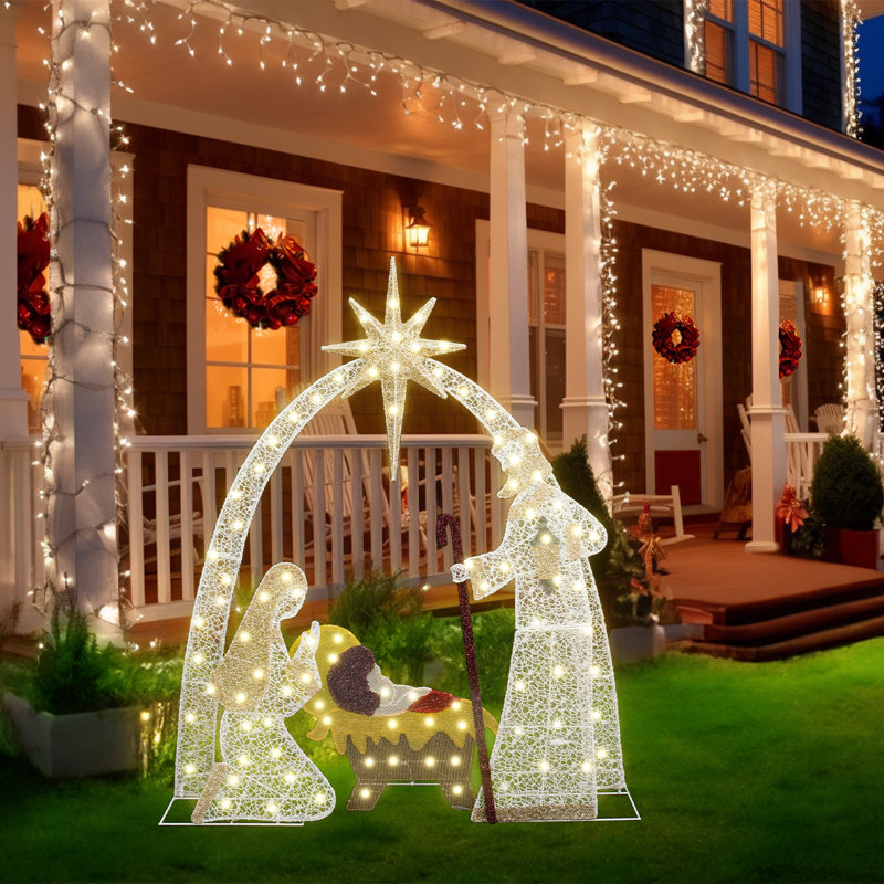 The Holiday Aisle® 3.83 Ft Christmas Nativity Scene Yard Decoration ...