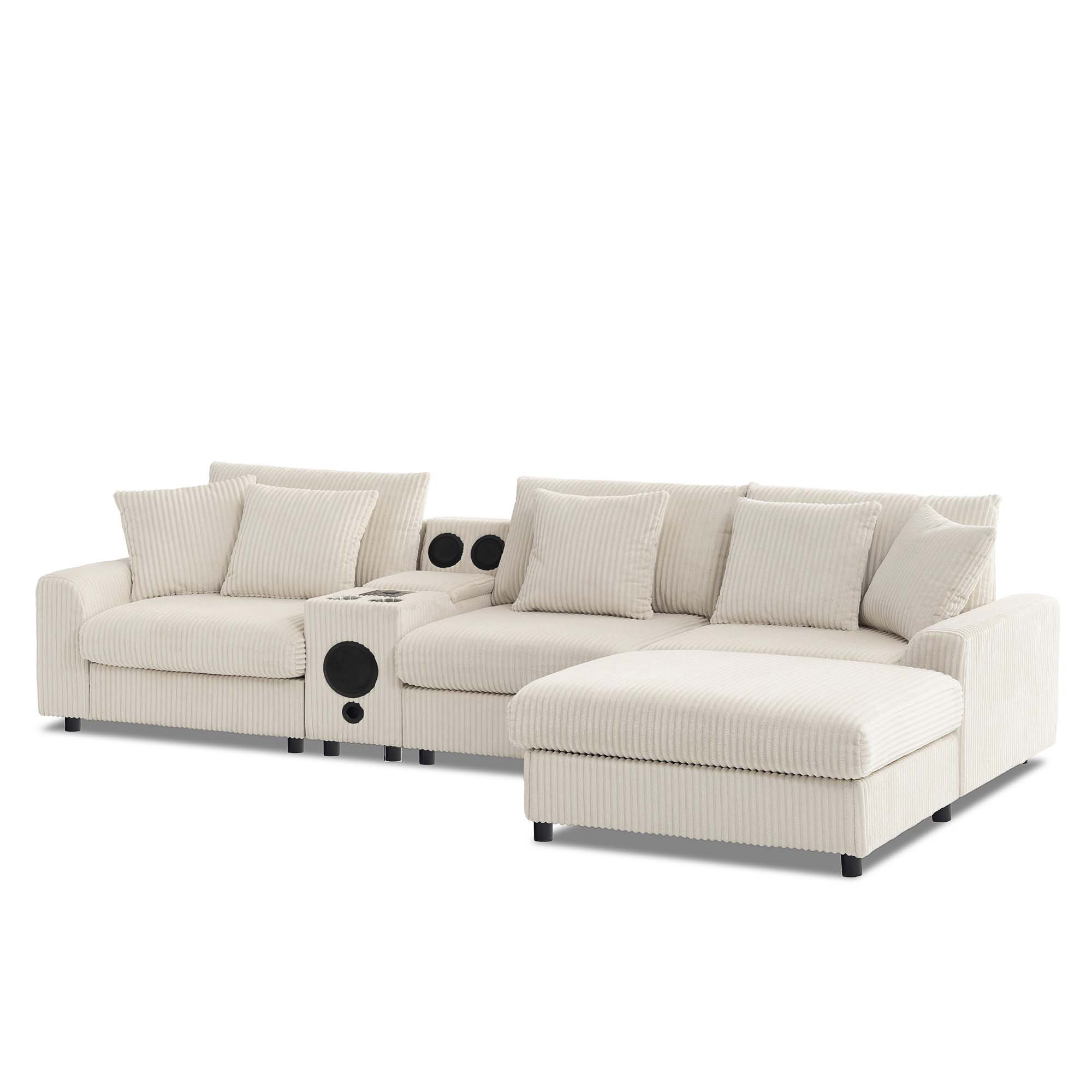 Latitude Run® Lazzari Smart Corduroy Sectional Sofa, Built-In Bluetooth ...