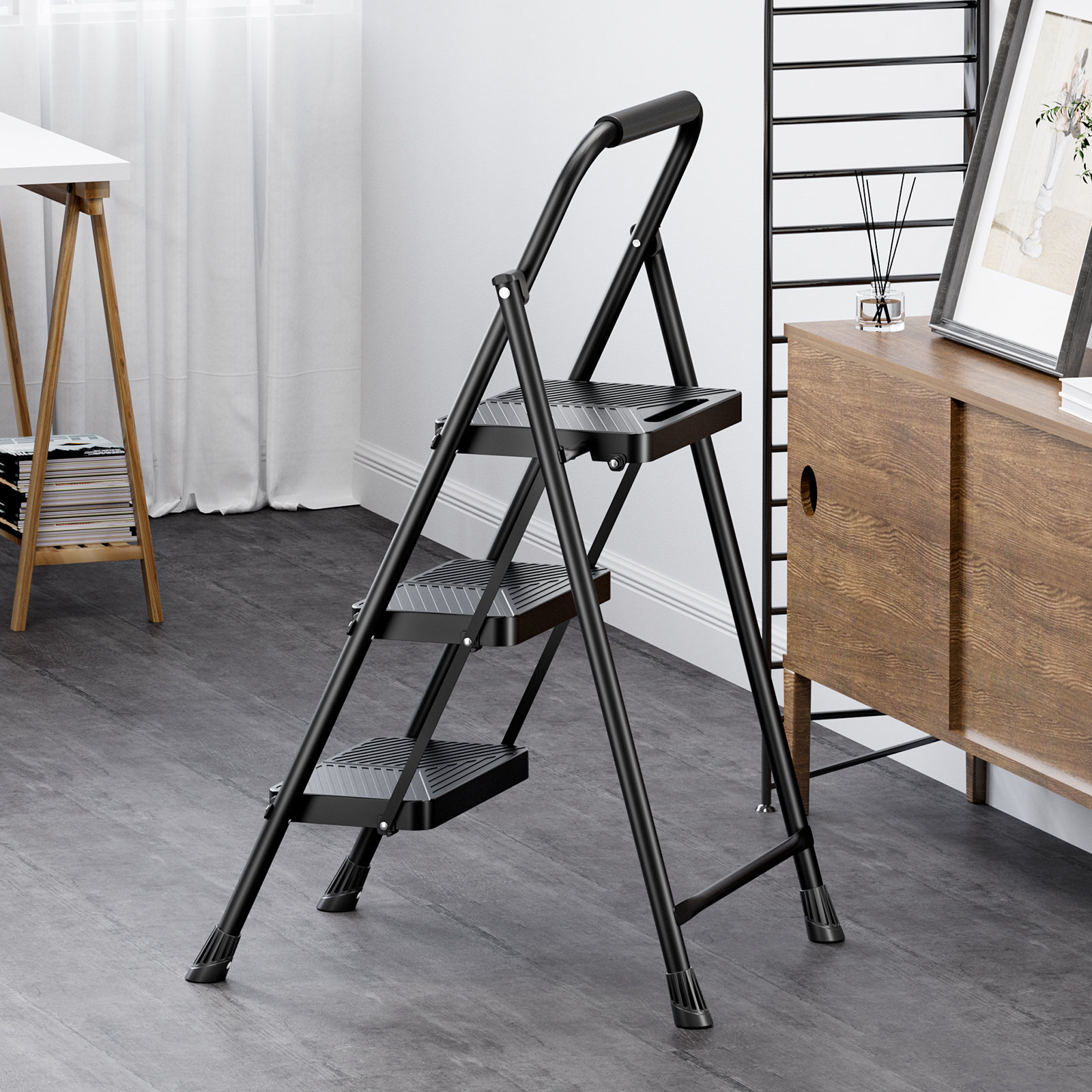 WFX Utility™ 4 Step Ladder,Folding Step Stool with Safe-Lock Design ...