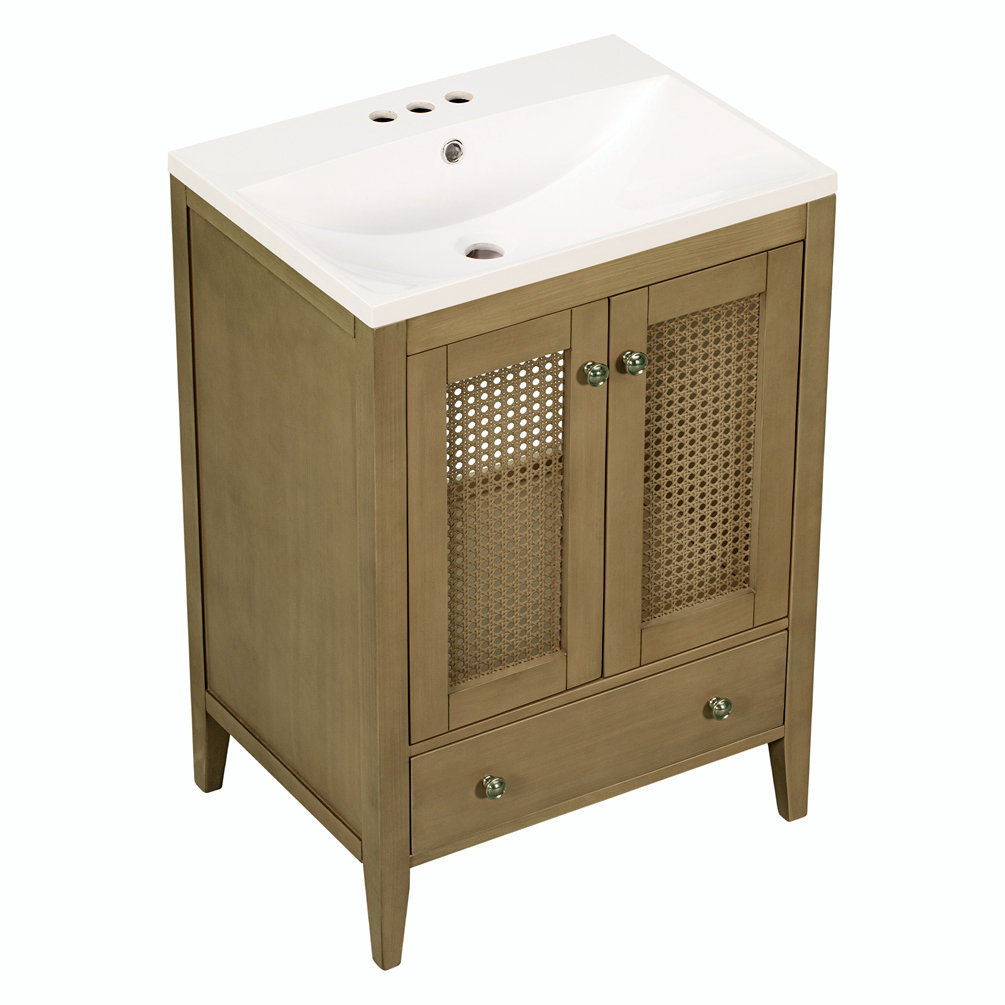 Bay Isle Home Eastland 24'' Single Bathroom Vanity with Ceramic Top ...