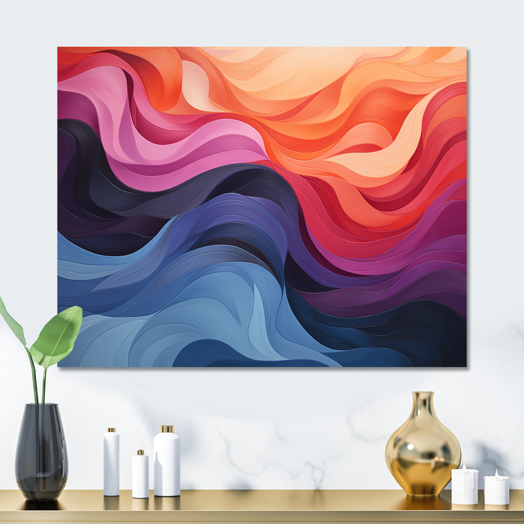 Ivy Bronx Colorful Ripple Harmony Elegance II - Abstract Metal Wall Art ...