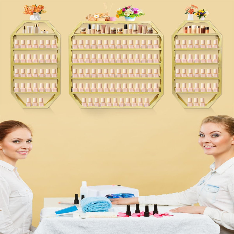 Everly Quinn Metal Wall Mounted Nail Polish Storage Rack | Wayfair