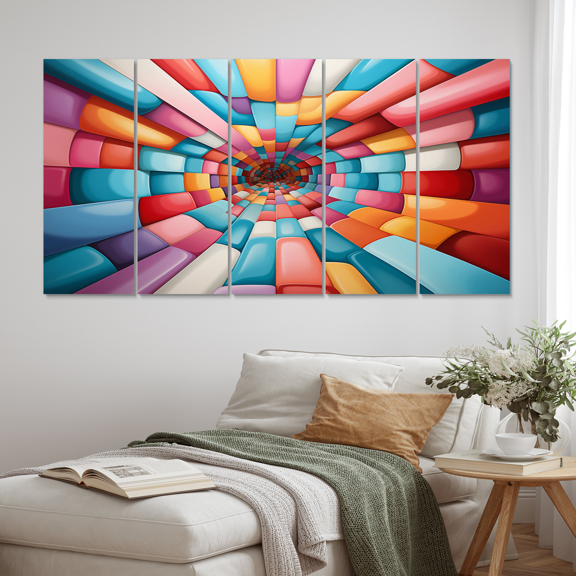 Ivy Bronx Op Art Spiral II - Modern Wall Decor - 5 Equal Panels | Wayfair