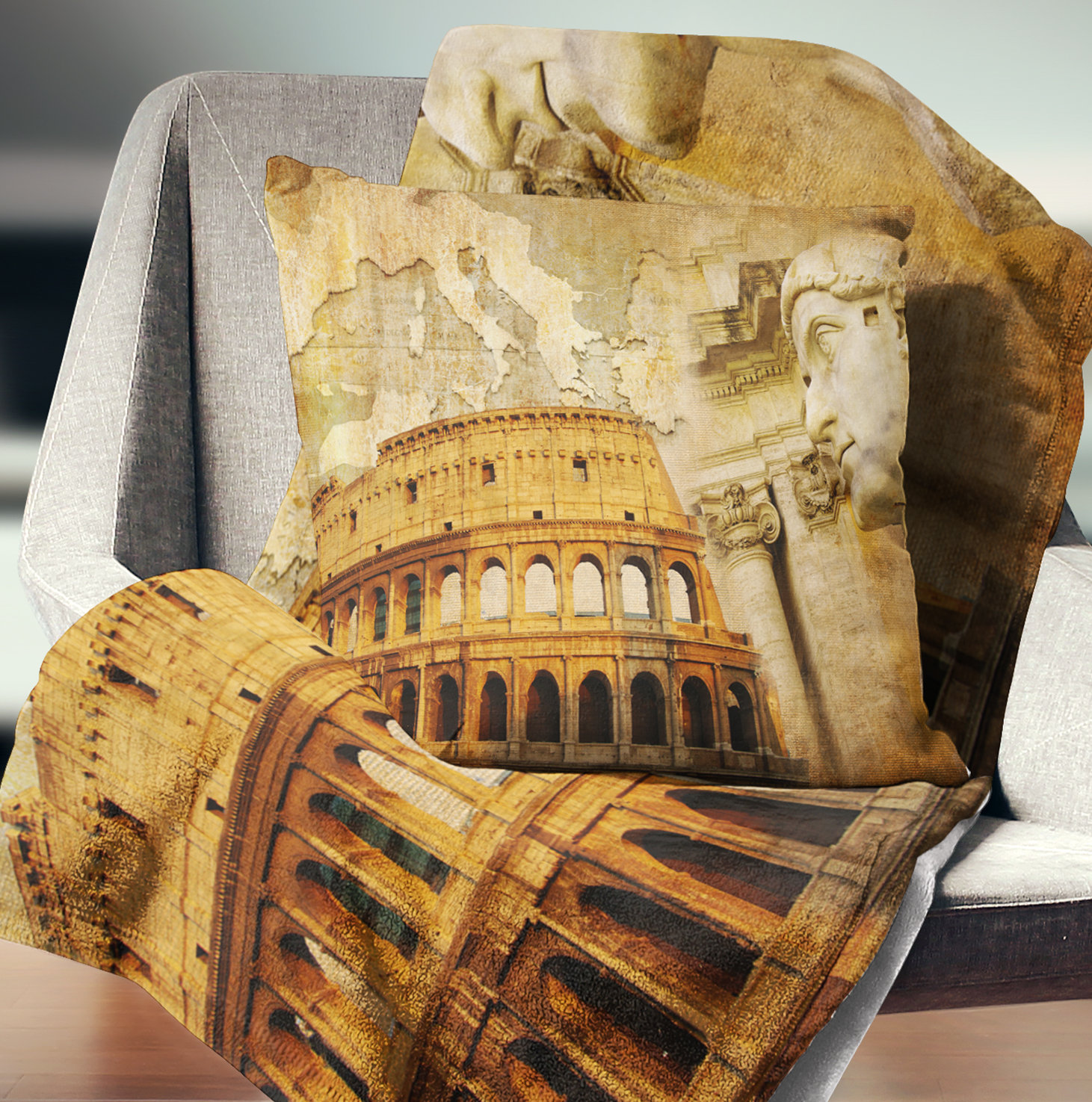 Design Art Great Roman Empire - Street Art Printed Pillow | Wayfair