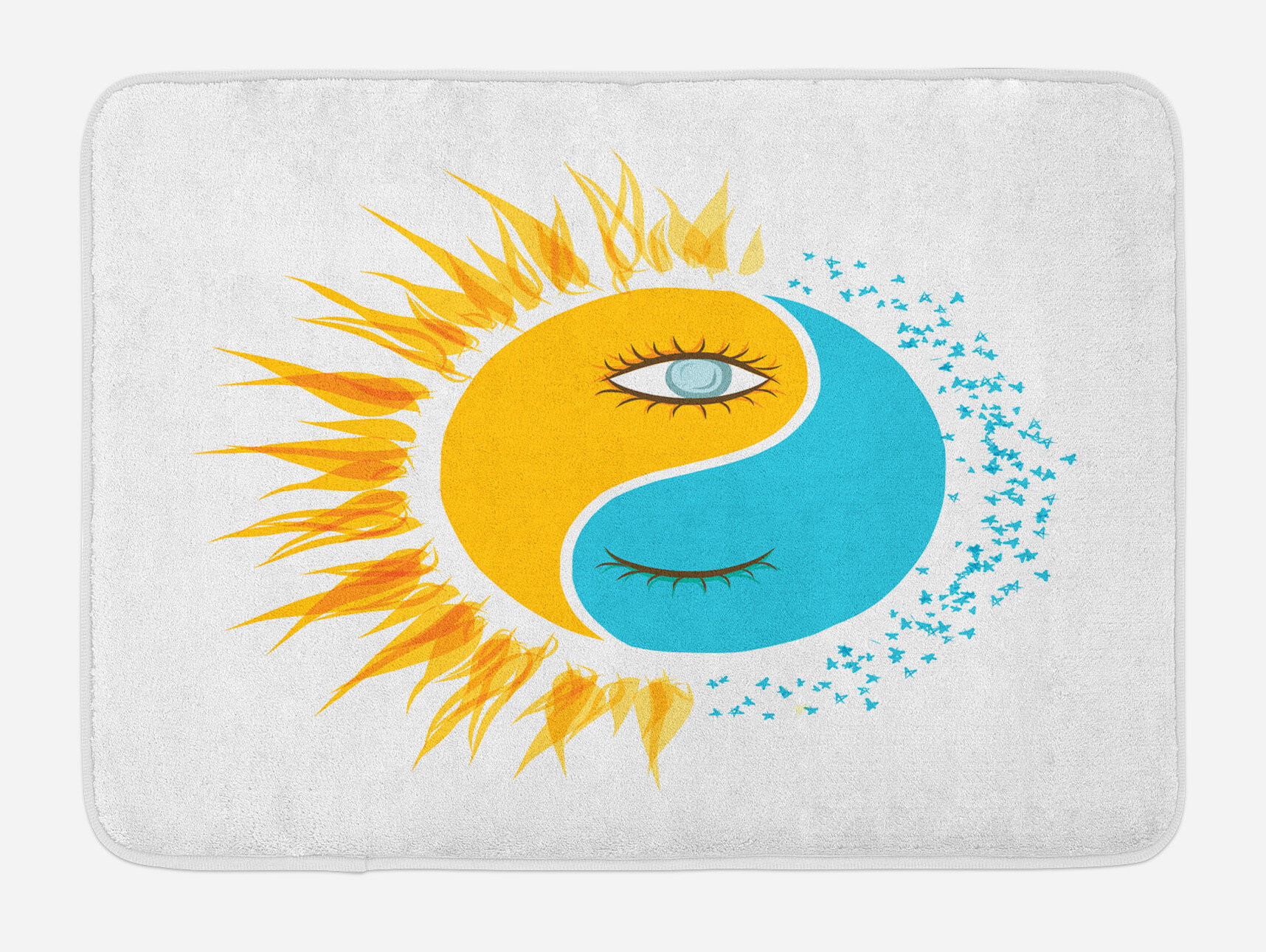 East Urban Home Yin Yang Plush Bath Mat, Day and Night Sun Moon, 30.2 ...