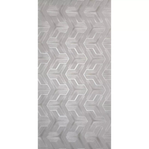 Orren Ellis Tannish Taupe Gray Faux Fabric Urus Trellis Line Textured ...