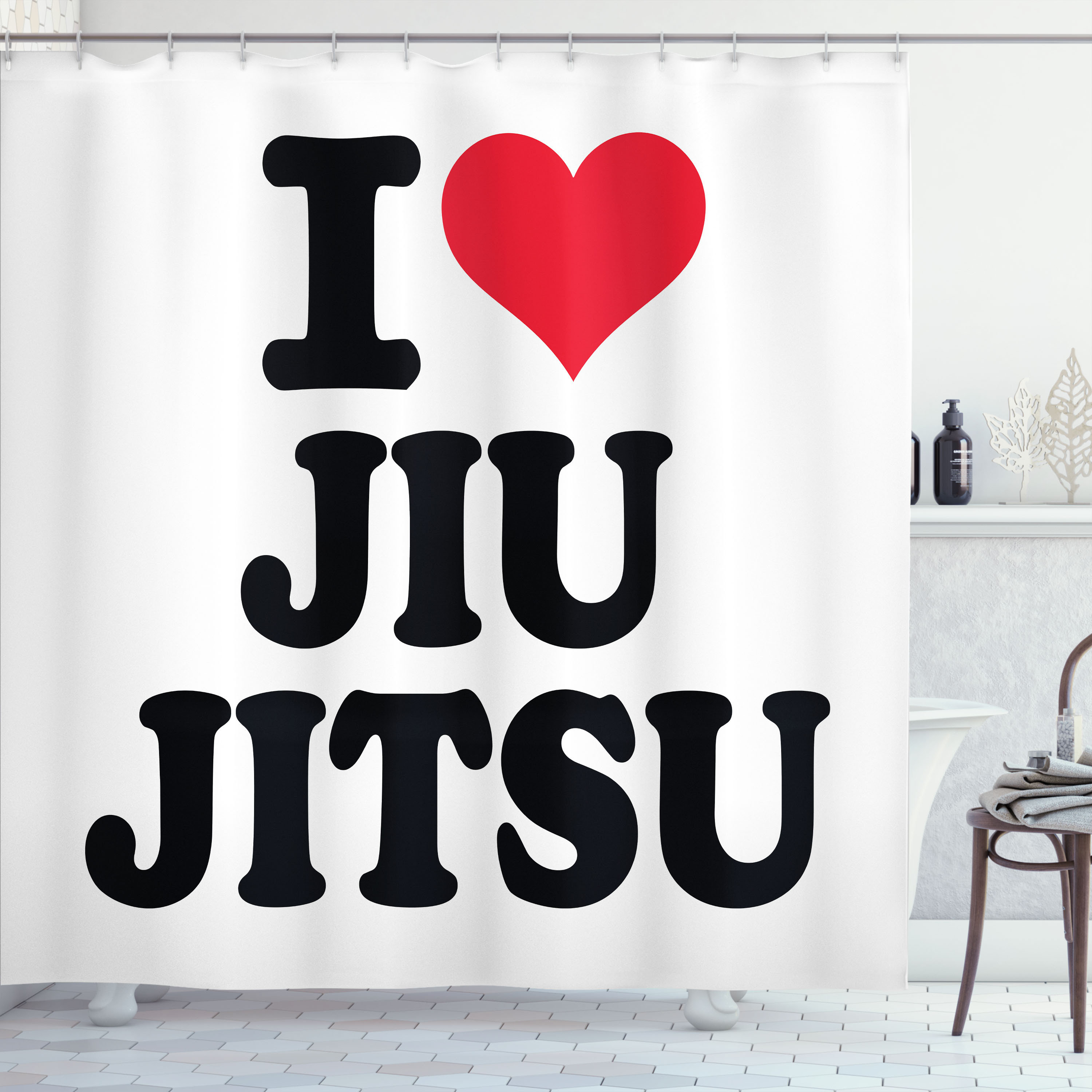 Dakota Fields Lettering Shower Curtain I Love Typography Print Dark ...