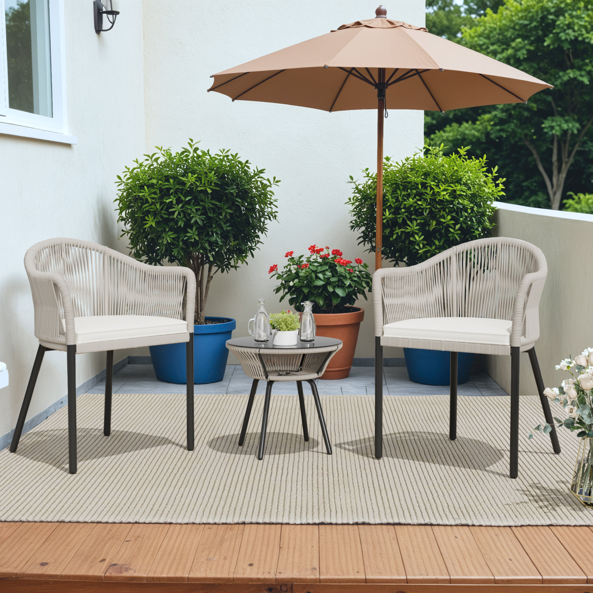 Bay Isle Home™ 2 - Person Outdoor Seating Group with Cushions Perfect ...