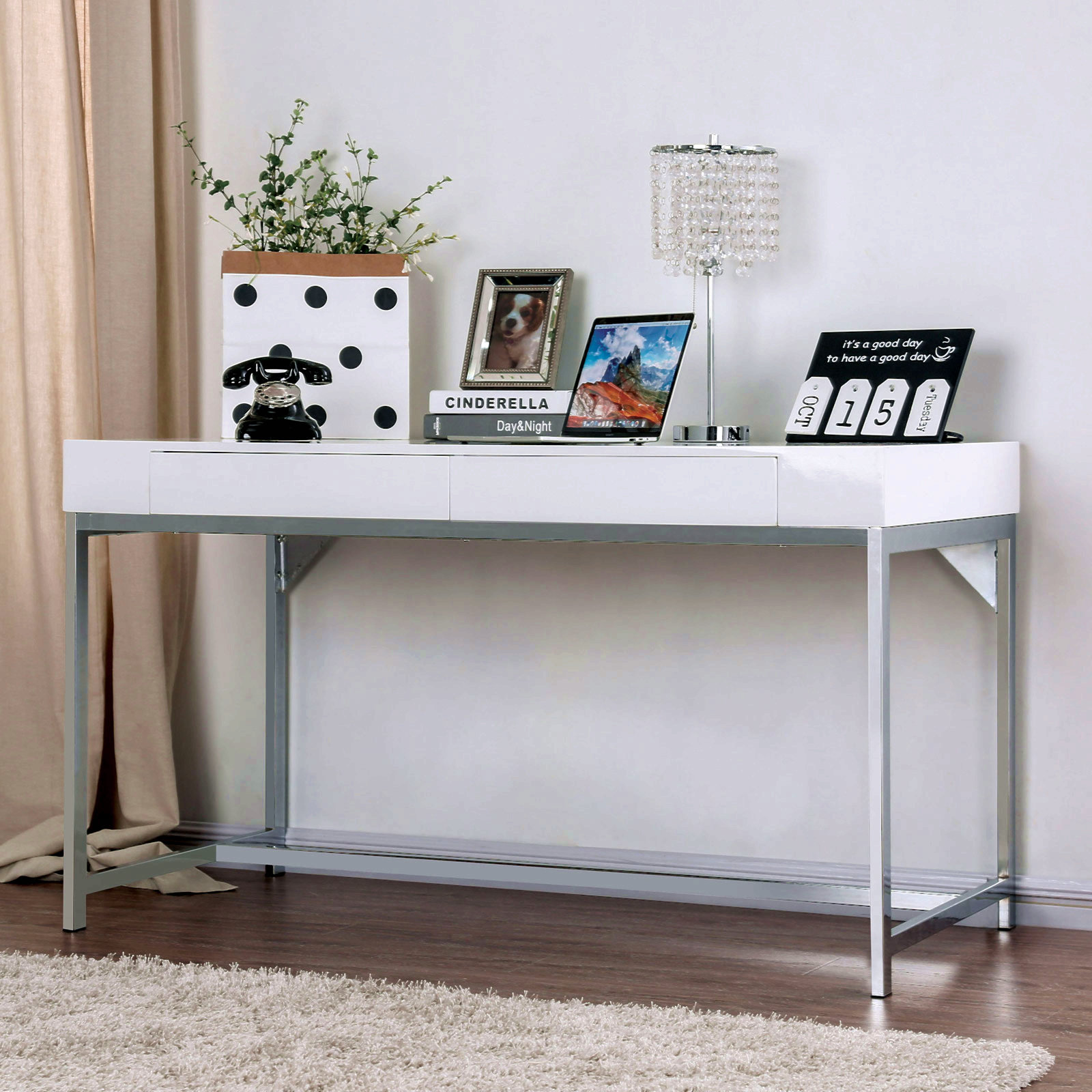 Orren Ellis Modern Contemporary Computer Desk With Usb Plugins And Low ...