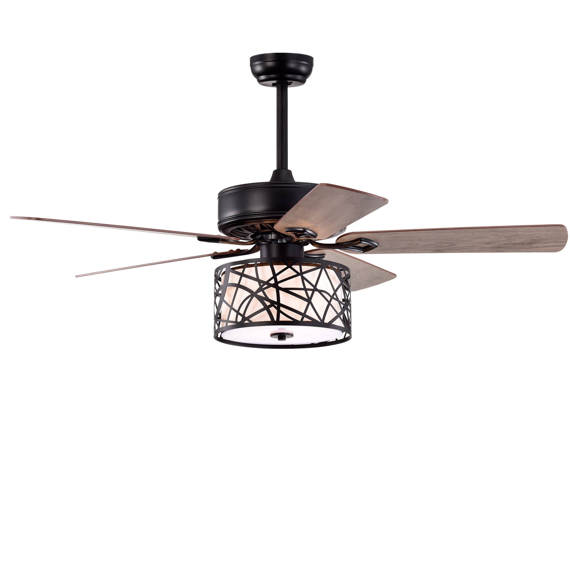 Ebern Designs 52 Inch 5-Blade Matte Black Ceiling Fan With Light ...