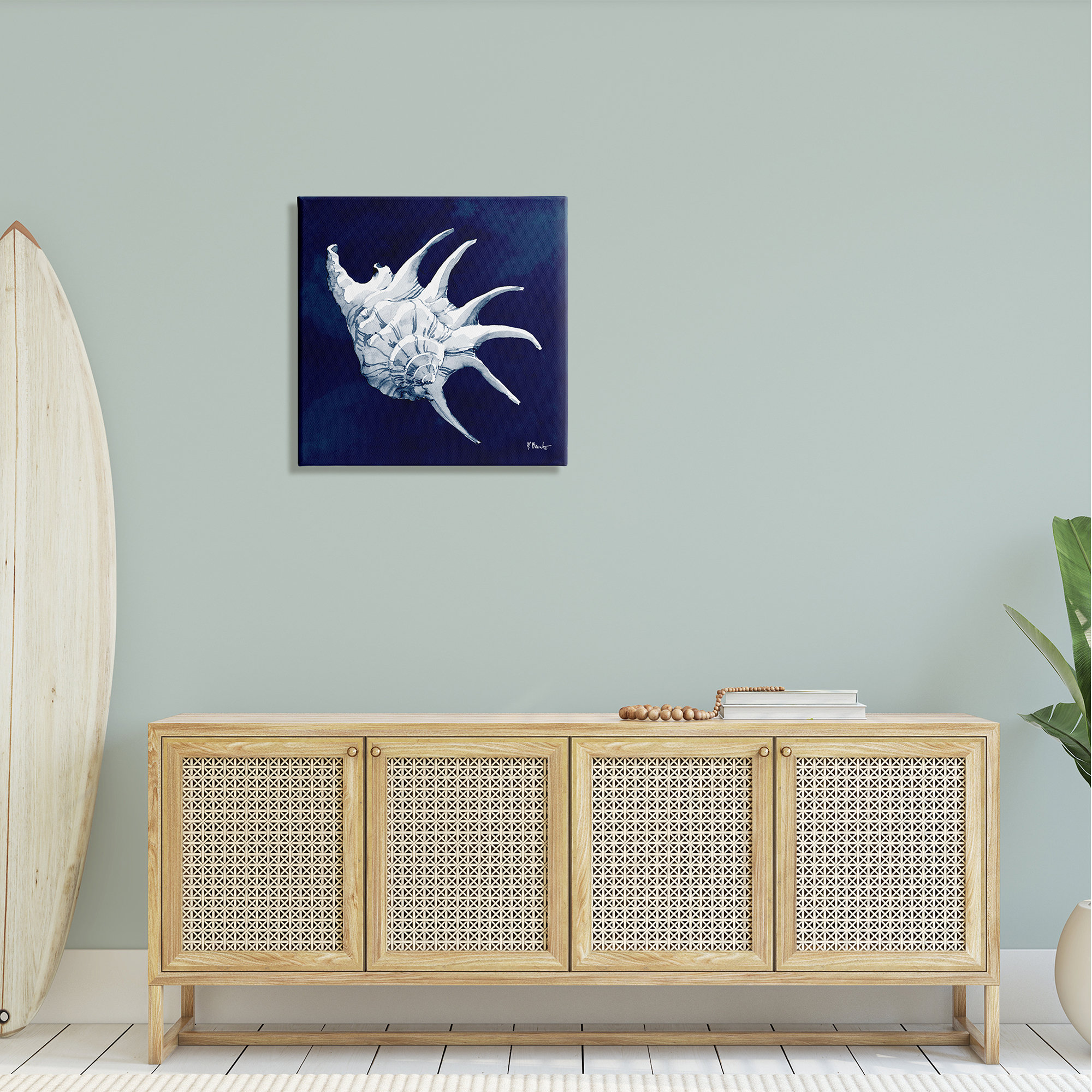 Stupell Industries Cyanotype Shells Traditional Conch On Canvas by Paul ...