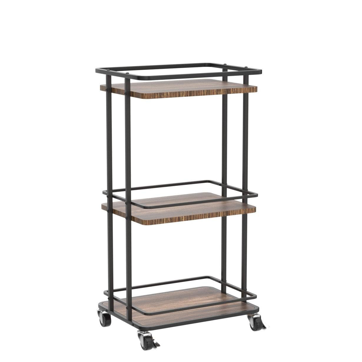17 Stories Home Three-Tier Bar Cart, Rolling Mini Bar With Wheels ...