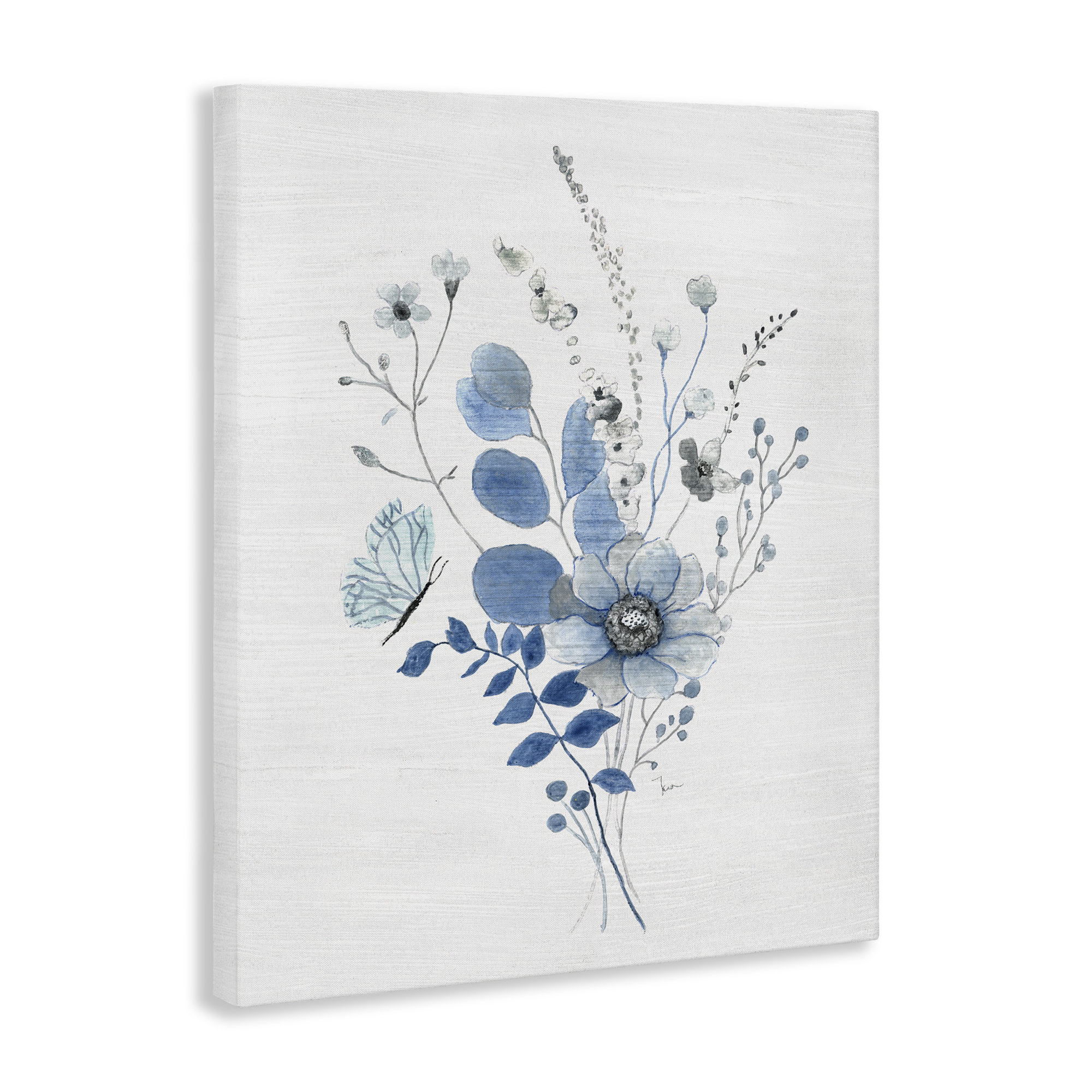 Dovecove Subtle Blue Wildflowers Canvas Wall Art by Janet Tava | Wayfair